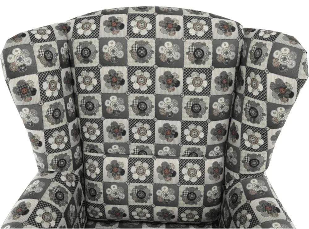 Patchwork křeslo ušák ASTRID s taburetem | BIANO
