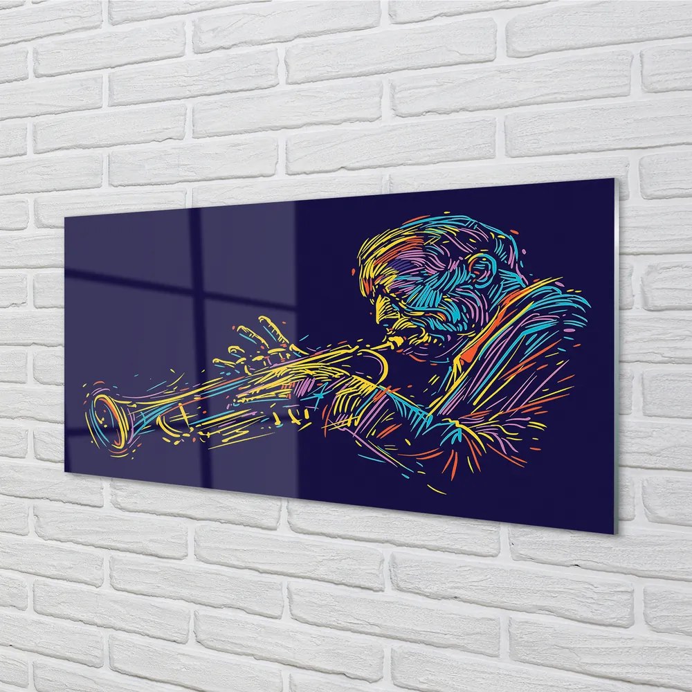 akrylový obraz trumpet muž 125x50 cm