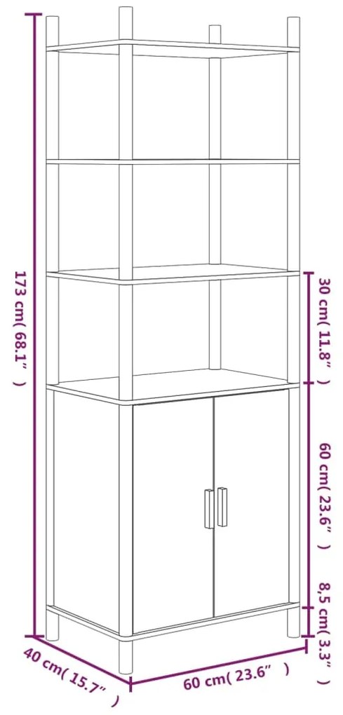 Skříň highboard černá 60x40x173 cm kompozitní dřevo