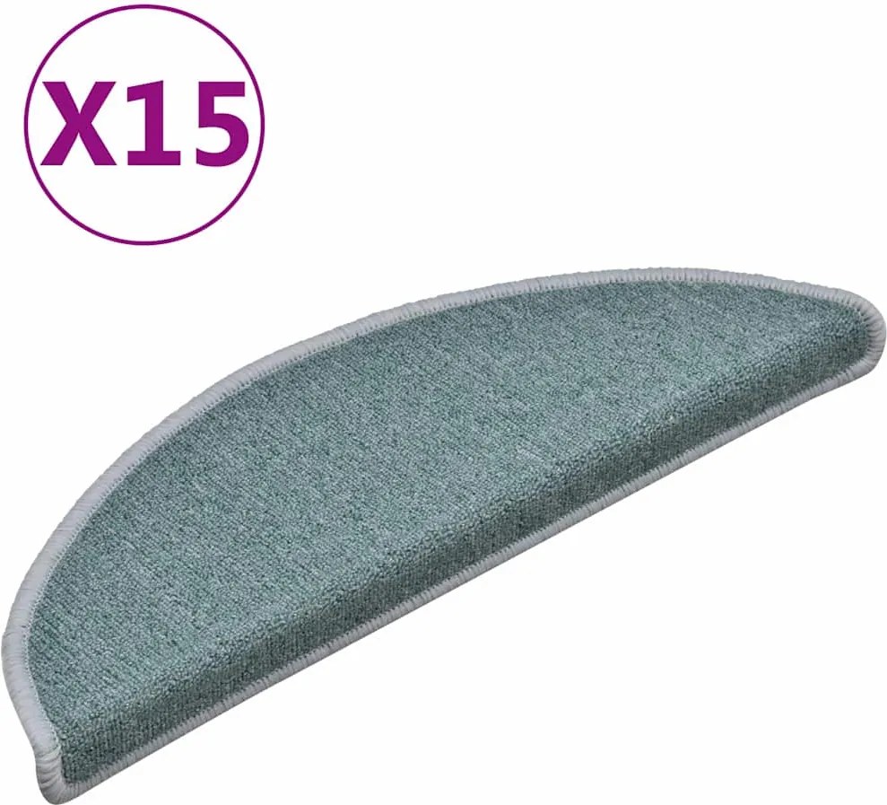 Schodové rohože 15 ks 56 x 17 x 3 cm mořsky modré půlkulaté 322362