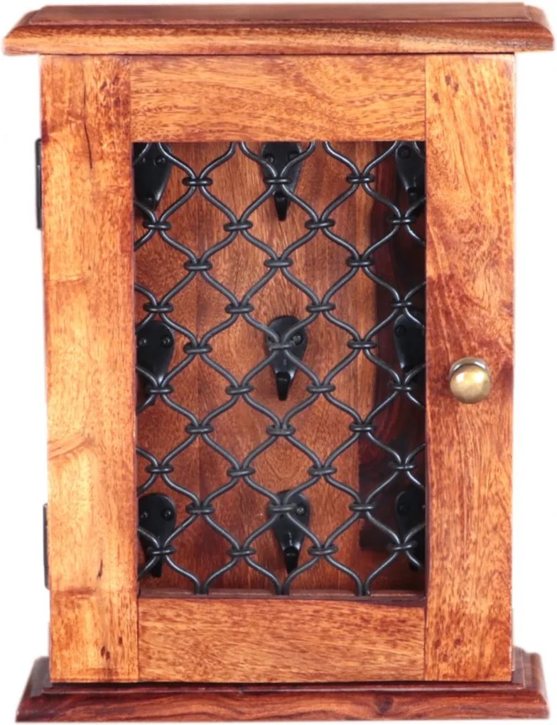 Skříňka na klíče Jali 30x40x10 z indického masivu palisandr Tmavě medová
