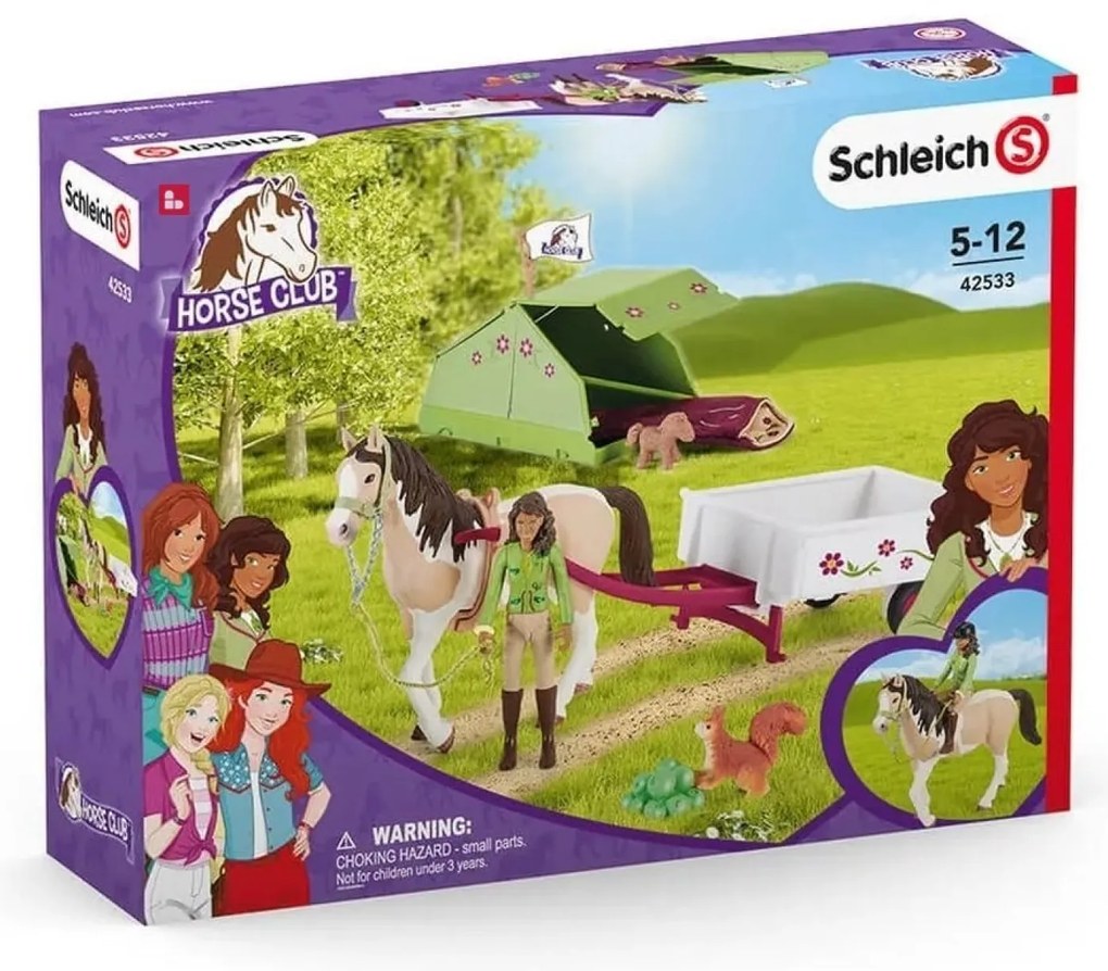 Schleich 42533 sarah s koníkem a zvířátky kempují