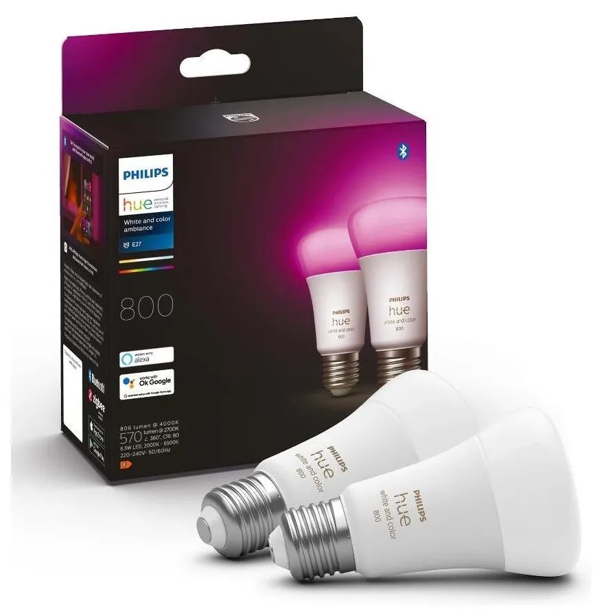 Philips SADA 2x LED Stmívatelná žárovka Philips Hue WACA A60 E27/6,5W/230V 2000-6500K P4645