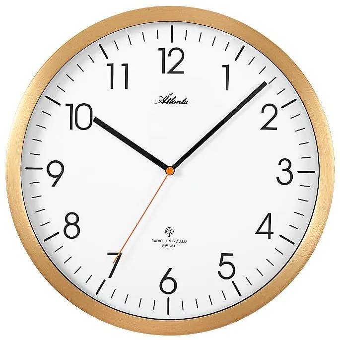 Designové nástěnné hodiny AT4382-9 zlaté řízené signálem DCF
