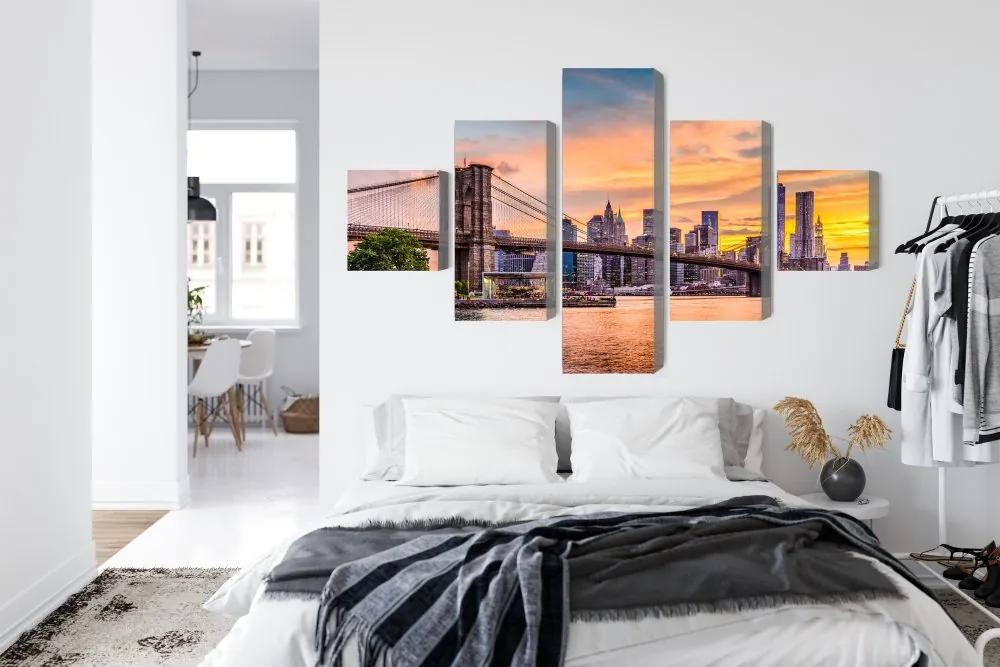 Vícedílný obraz New York City Panoramatická Krajina Nedostatek Nedostatek Přírodní plátno 150x90
