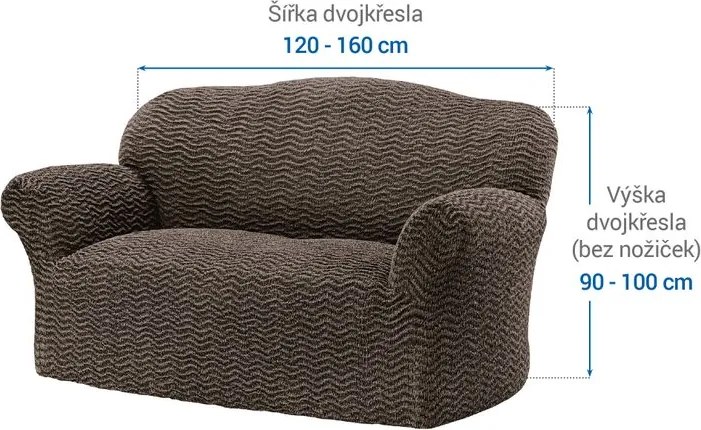 Bielastické potahy CRISTINA oříšková dvojkřeslo (š. 120 - 160 cm)