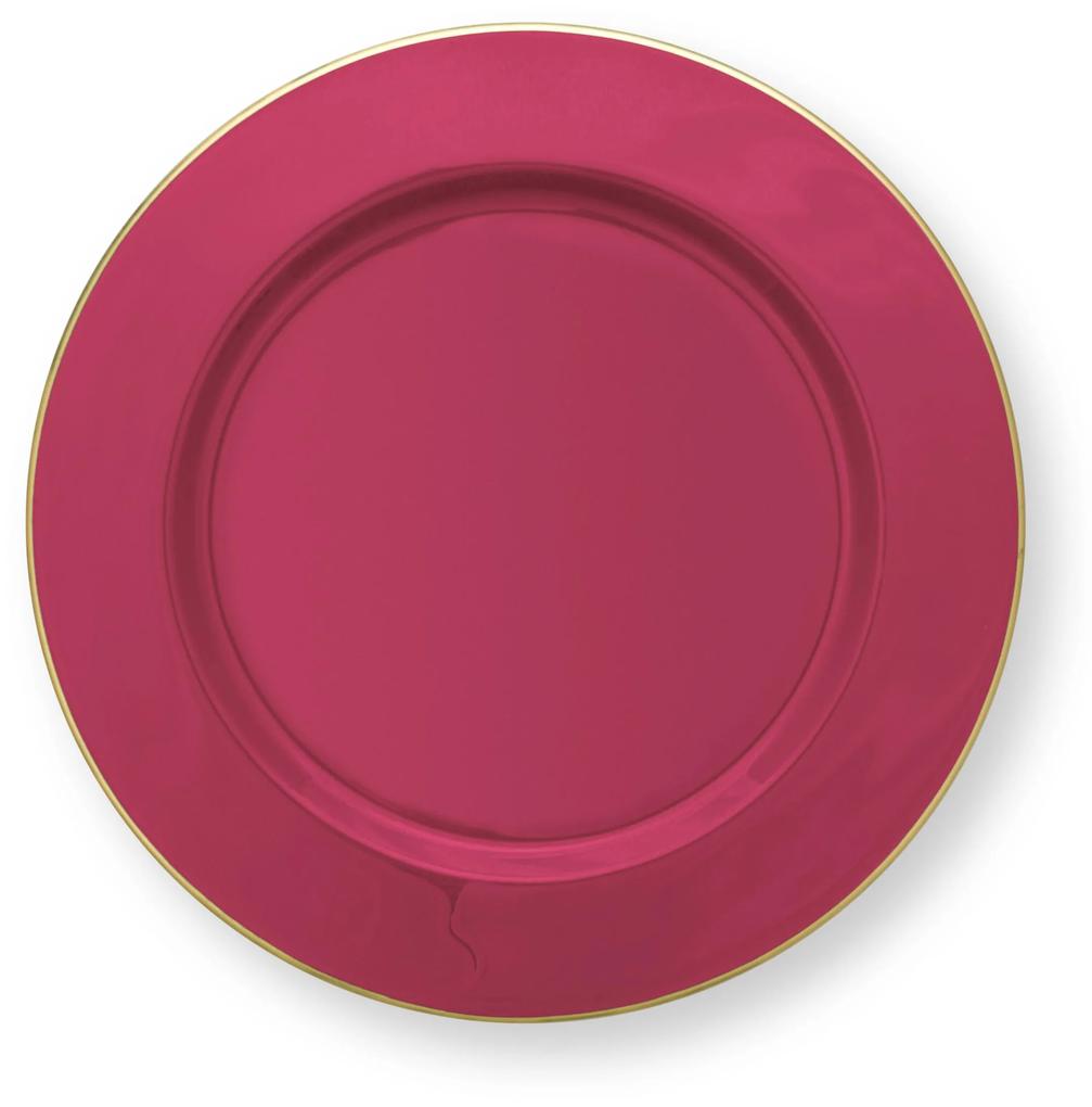 Pip Studio Flower Festival kovový talíř Ø32cm, růžový (Velký kovový talíř)