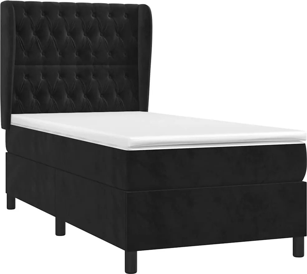 Box spring postel s matrací černá 80 x 200 cm samet 3129359
