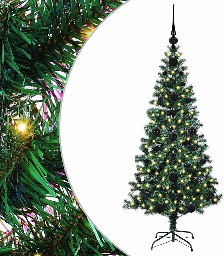 Umělý osvětlený vánoční stromeček Zelená 120 cm PVC a kov 3396737