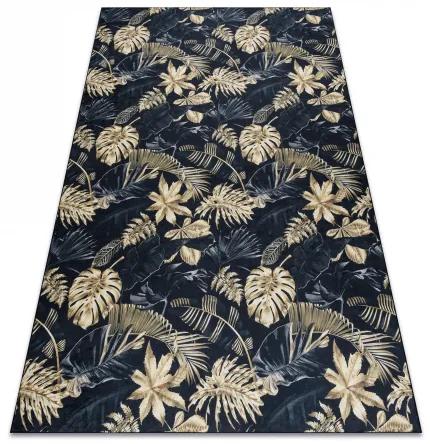 Dywany Luszczow Kusový koberec ANDRE pratelný 1311 Monstera odchází protiskluz, černý / zlato Rozměr koberce: 120 x 170 cm