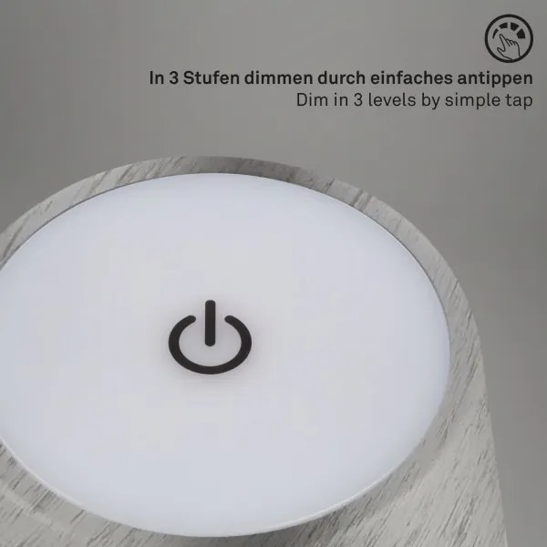 Brilo - LED St nab dotyk stolní lampa KIKI LED/2,6W/5V IP44 2600 mAh stříbrná