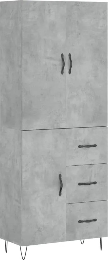 Skříň highboard betonově šedá 69,5x34x180 cm kompozitní dřevo 3198093