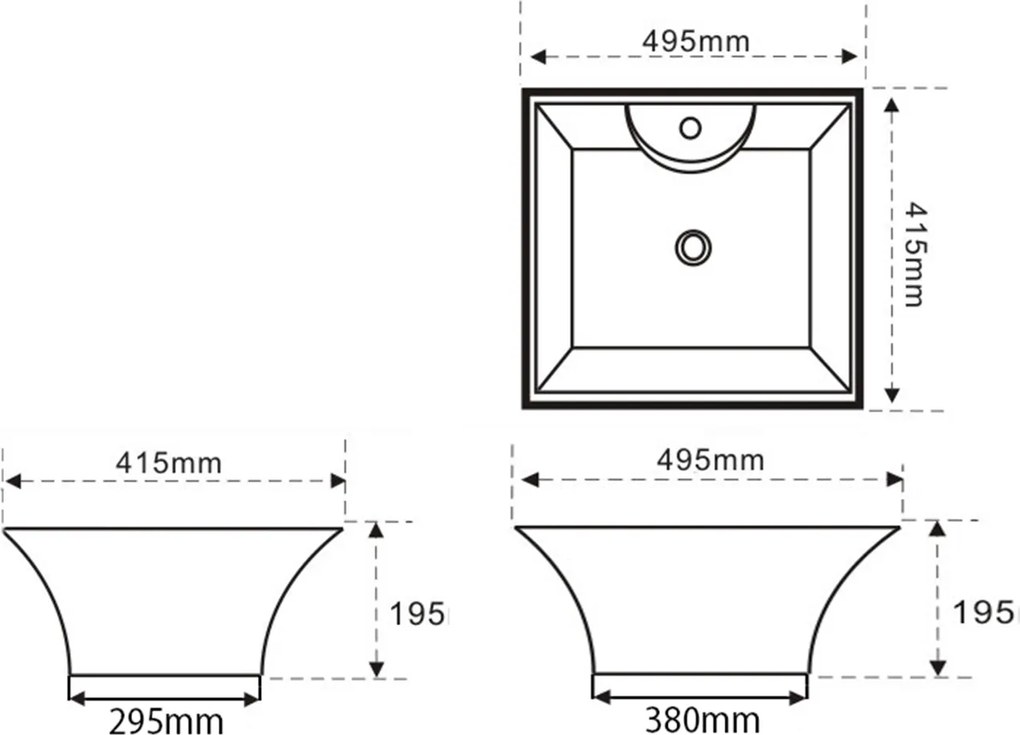 Aqualine, Umyvadlo 49,5x41,5x19,5 cm, bílá, 49411