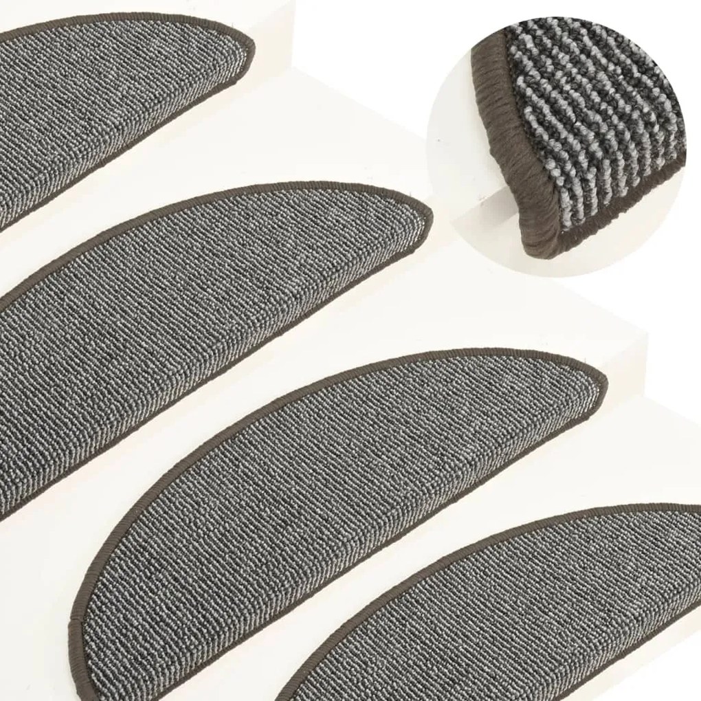 Schodové rohože 15 ks 56 x 17 x 3 cm šedé, půlkulaté 149846