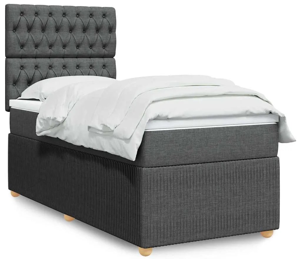 Box spring postel s matrací tmavě šedá 80 x 200 cm textil 3294191