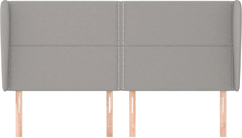Čelo postele typu ušák světle šedé 203x23x118/128 cm textil 3117838
