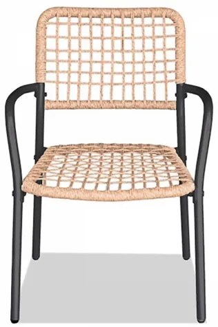 Zahradní set 1+2 stůl 60x60 židle umělý ratan barva přírodní kov antracit AZ-L1103 NAT