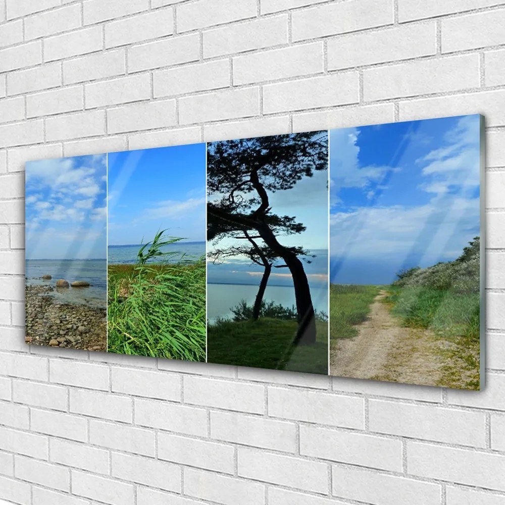 akrylový obraz Pláž Strom Krajina 125x50 cm