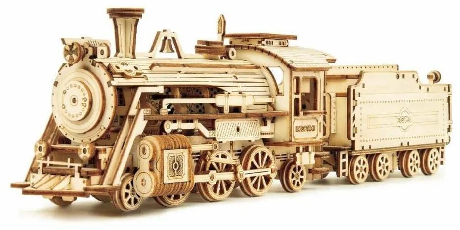 RoboTime dřevěné 3D puzzle Parní lokomotiva