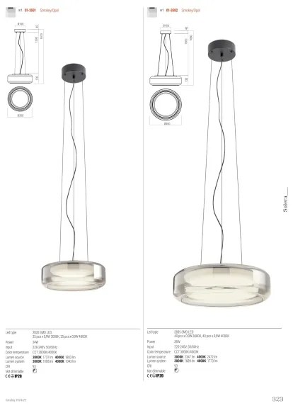 Redo 01-3591 - LED Lustr na lanku SOLERA LED/24W/230V pr.35 cm CRI 93 3000/4000K