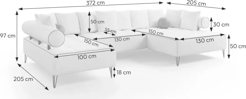 Sedací souprava Vivienne U, hnědá (lambi 4)