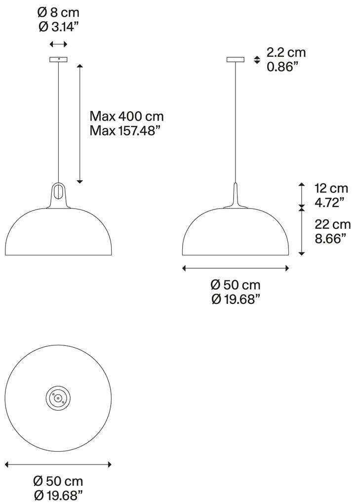 Lodes Jim dome, champagne kupolovité svítidlo s šedým hákem, 1x25W LED E27, prům. 50cm