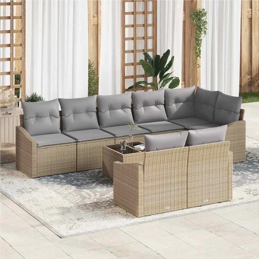 Set pohovek 9 ks Béžová polyratan 3346780