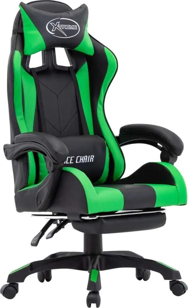 vidaXL Herní židle s podnožkou umělá kůže [287990] Barva: zelená a černá