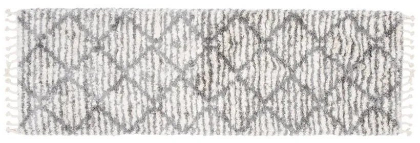 Kusový koberec shaggy Atika krémově šedý atyp 70x300cm