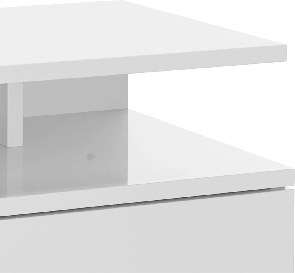 HOMCOM Sada 2 floating nočních stolků se závěsem, 1 zásuvkou a otevřenou policí do ložnice 35x32x22,5 cm Jasně bílá