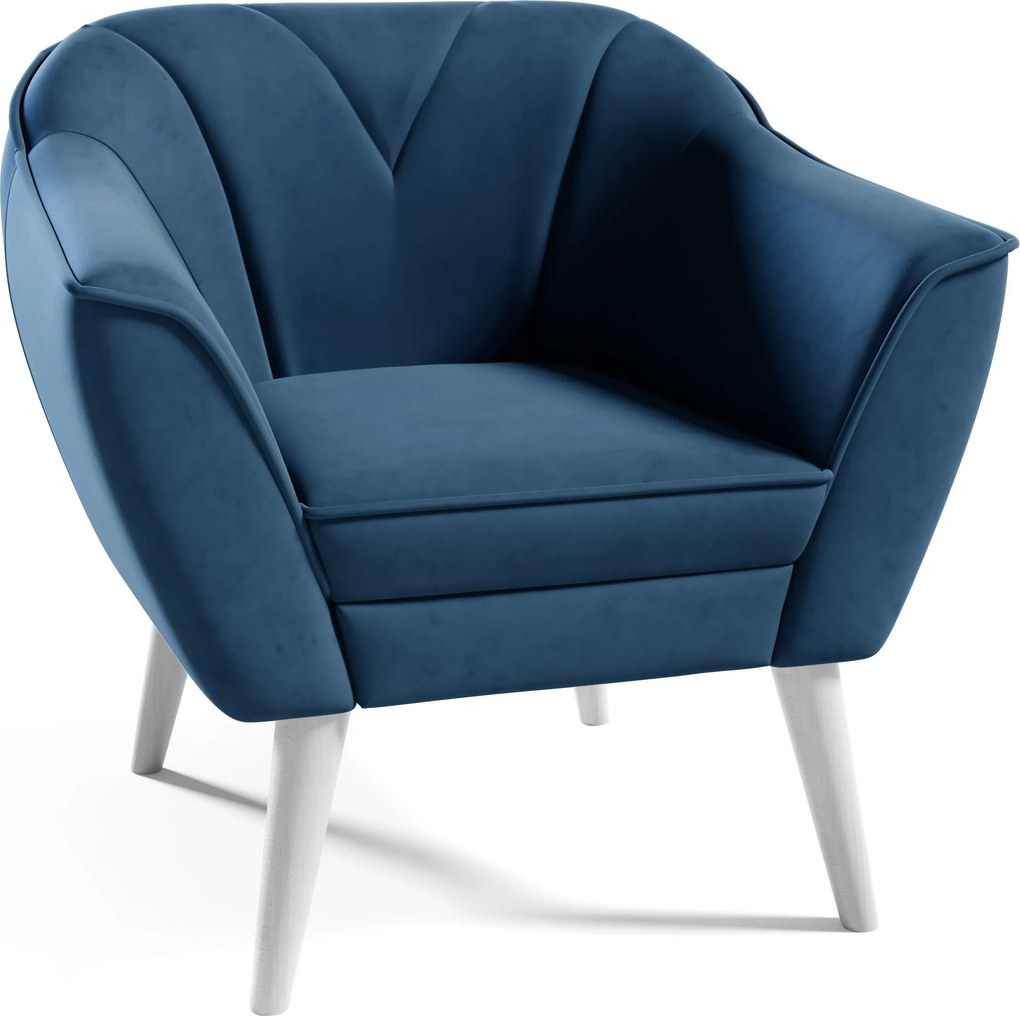 Eka Křeslo LOVA Látka Velutto: Černá (Velutto 20), Výběr nohou: Bílé