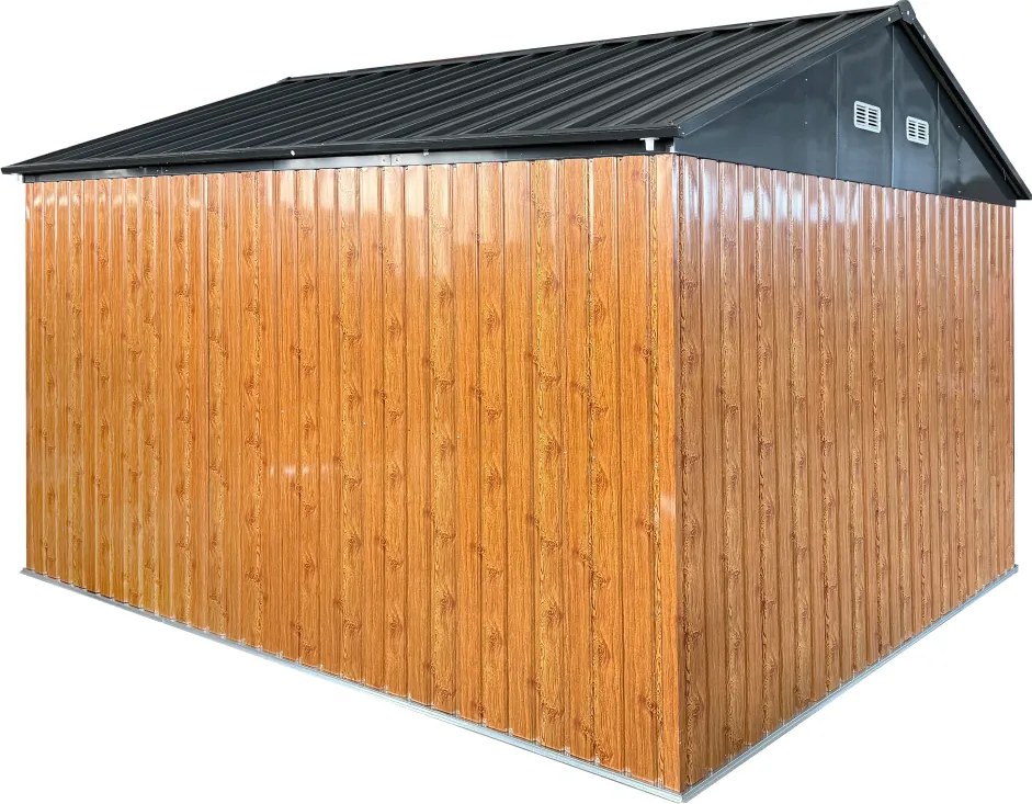 Plechový zahradní domek na nářadí, hnědá/antracitová, 3,6x3,1x2,5 m, GABKO