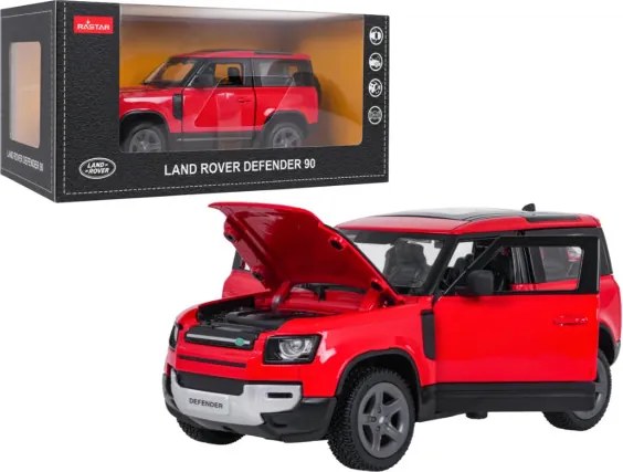 Model auta Land Rover Defender 90 1:24 RASTAR červené