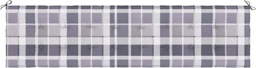 Poduška na zahradní lavici šedá károvaná 200x50x3 cm oxford 314103