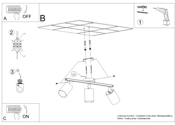 Sollux SL.1128 - Bodové svítidlo LEMMI 3xGU10/40W/230V černá
