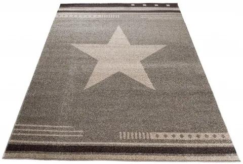 Moderní kusový koberec MAROKO L916A Hvězda fume béžový Rozměr: 140x190 cm