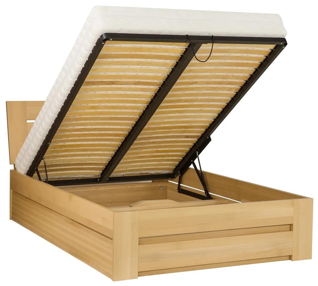 Drewmax LK192 BOX 100x200 cm dřevěná postel masiv buk jednolůžko