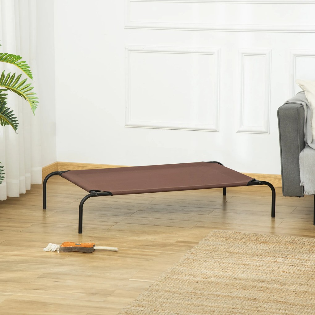 PawHut pohovka pro psy s náhradním potahem, velká venkovní podložka pro psy, pelíšek pro kočky šedá a hnědá, robustní železný rám 110 x 68 x 20 cm pr…