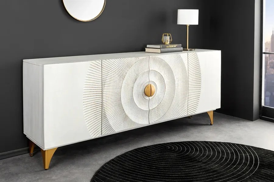 Designová komoda Venetia 177 cm bílé mango