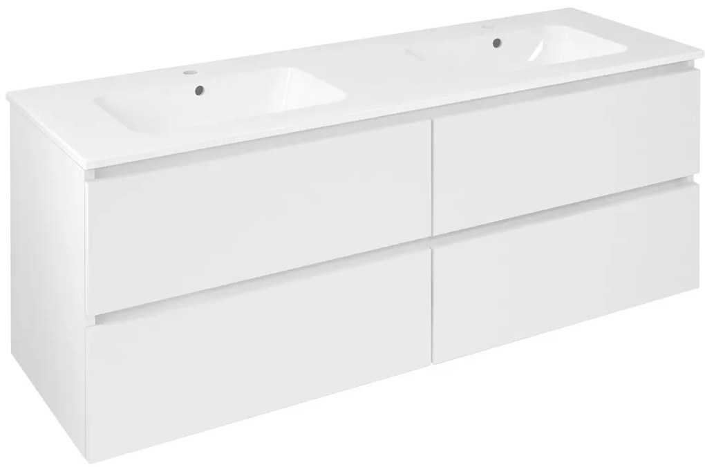 Sapho Ezara koupelnová skříňka 140 x 55 x 46 cm pod dvojumyvadlo bílá lesk EZ141-3030