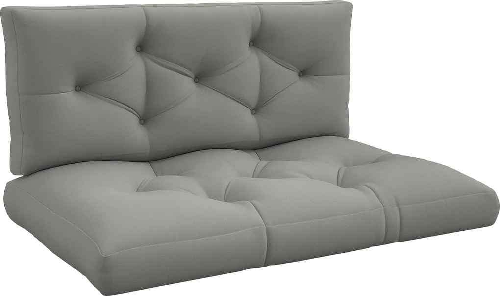 Outsunny sada 2 polštářů na paletovou sedačku 120 × 80 × 10 cm + 120 × 40 × 10 cm, UV-odolné, voděodolné – světle šedé | Aosom