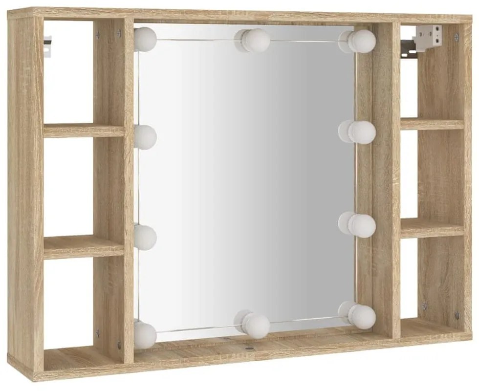 Petromila Zrcadlová skříňka s LED dub sonoma 76 x 15 x 55 cm