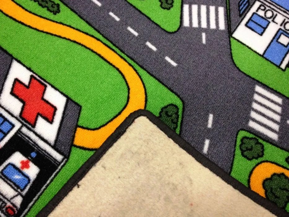 Vopi | Dětský koberec City life - 140x200 cm, zelenošedý