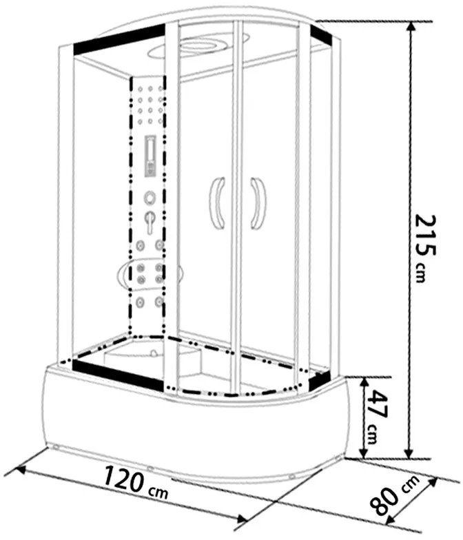 BPS-koupelny Hydromasážní box HYD-A04 120 SA L, 120x80 levý se saunou