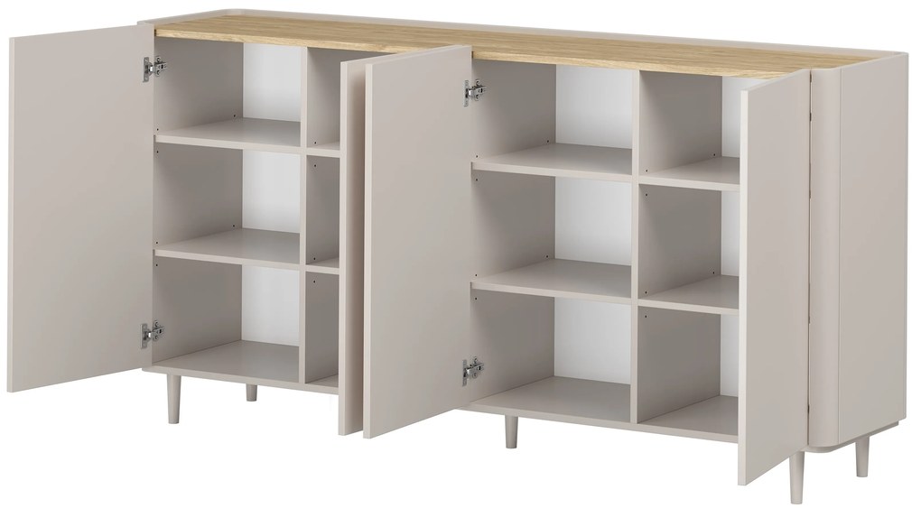 Komoda Elivo 200 cm na nožkách - kašmírová / dub olejovaný