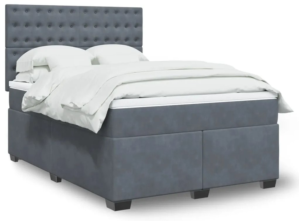 Box spring postel s matrací tmavě šedý 140 x 190 cm samet 3290919