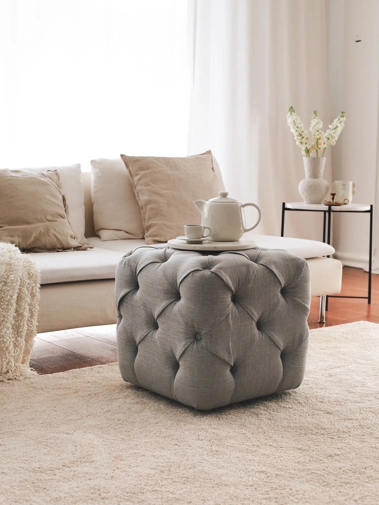 Atelier del Sofa Taburet Kup Chester - Grey, Šedá