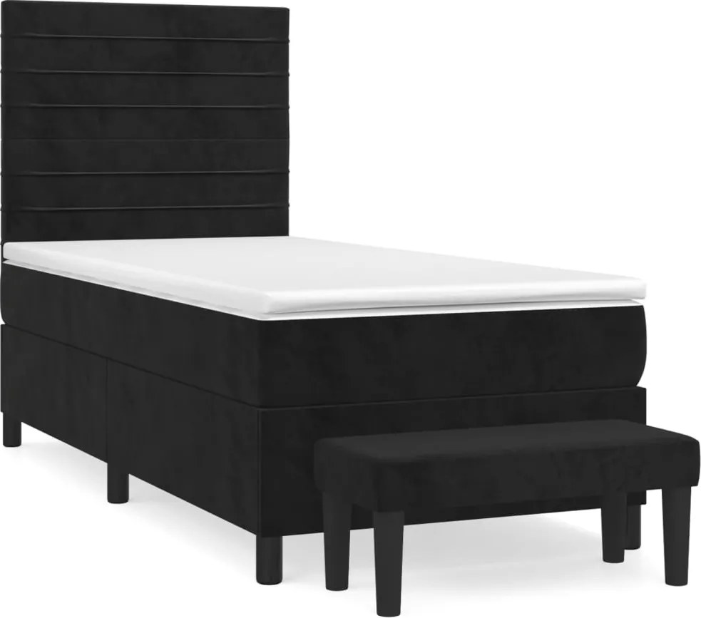 Box spring postel s matrací černá 90x200 cm samet 3137883