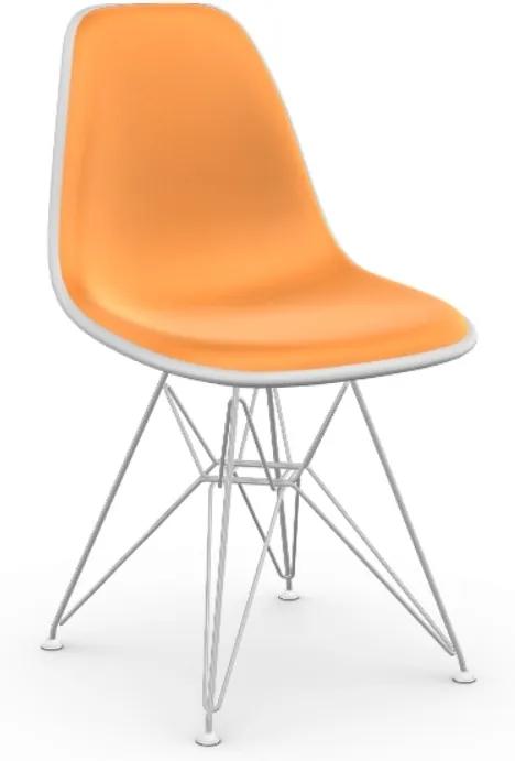 Výprodej Vitra designová židle DSR (celočalouněná koženka nažloutlá bílá  skořepina, chrom) | BIANO