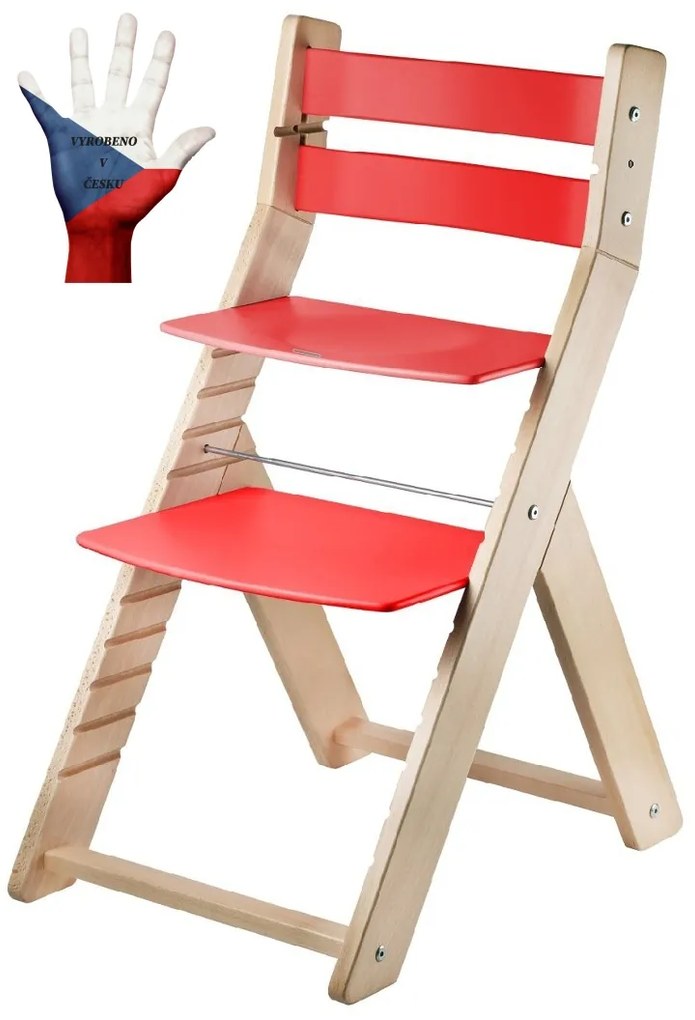 WOOD PARTNER Rostoucí židle SANDY lak/červená